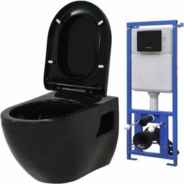 Vidaxl - Hänge-Toilette mit Unterputzspülkasten Keramik Schwarz Schwarz