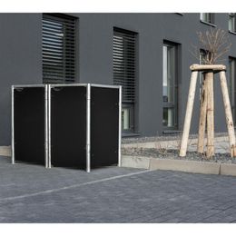 Metall Mülltonnenbox, Mülltonnenverkleidung für 240 l Mülltonnen schwarz 2er Box - HIDE