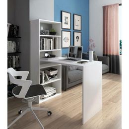 Furnix - Schreibtisch mankota iii moderner Arbeitsplatz mit Bücherregal Weiß