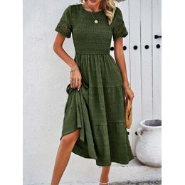 RUZU UG Midikleid Sommerkleid Strandkleid Elastizität Rock Dirndl Kleid Maxikleid damen