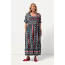 Ulla Popken Sommerkleid Jerseykleid Bordüre A-Linie Rundhals Halbarm