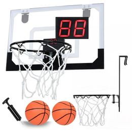 Mini Basketballkorb Indoor mit 2 Bälle, Mini Hoop Hängendes Basketballbrett mit Elektronische Anzeigetafel und Sound, Tür Basketball-Board Wurfspiele