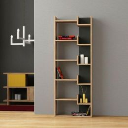 Bücherregal aus Holz 69x162h cm Eiche und Anthrazit - Oppa