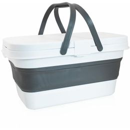 BITUXX - Picknickkorb faltbar mit Deckel Picknicktisch picnic basket Einkaufskorb Camping Korb (Weiß)