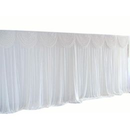 Weiß Hochzeit Hintergrund Gaze Vorhang Dekostoff Backdrop Party Bühne 3x3m Gardine Vorhang Fenstervorhang