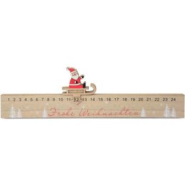 Riffelmacher&weinberger - Adventskalender Santa mit Schlittenschieber Natur & Rot aus Holz
