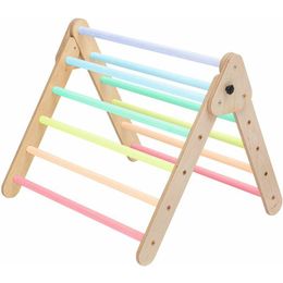 Kletterdreieck aus Holz Pastellfarben Indoor Klettergerüst für Kinder Montessori Spielzeug - Braun - Katehaa