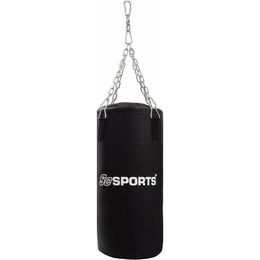 ScSPORTS® Boxsack - Hängend, Gefüllt, für Erwachsene, 15 kg, 60 cm, mit Kettenaufhängung, Karabinerhaken, Schwarz - Punchingsack, Punching Bag für