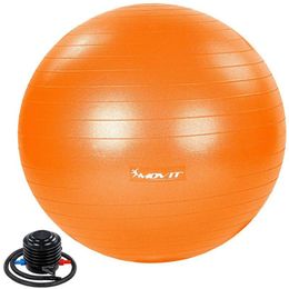 Movit® Gymnastikball - 65 cm, mit Pumpe, Maßband, bis 500 kg, für Training, Büro, Groß, Aufblasbar, Ergonomisch, Orange - Trainingsball, Pilatesball,