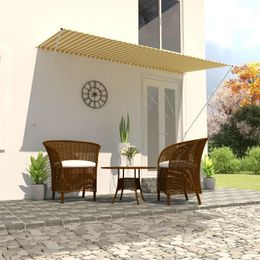 Einziehbare Markise Sonnenmarkise Sonnenschutz Terrasse Balkon Auvent 300×150 cm Gelb und Weiß RGDCH457637 MAISONCHIC