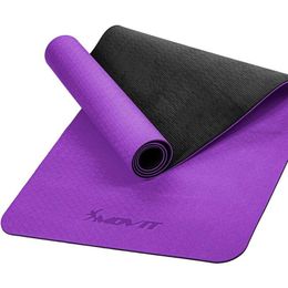 Movit® Yogamatte - 190x100cm, 6mm, Rutschfest, Faltbar, Hautfreundlich, Phthalatfrei, Schadstofffrei, mit Tragegurt, TPE, Violett - Gymnastikmatte,