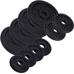 ScSPORTS® Hantelscheiben - Set, 30kg (4x5/2x2,5/4x1,25kg), Ø 30/31 mm, Gusseisen - Gewichtsscheiben, Hantelscheiben-Set, Hantelgewichte, Fitness