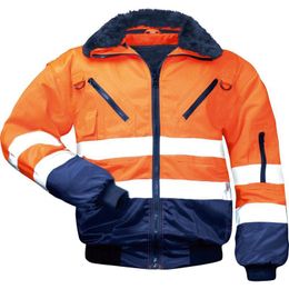 NORWAY - Warnschutzjacke Arbeitsjacke, Orange, Warnjacke Pilotenjacke 4 in 1 Winterjacke, Größe xxxxl