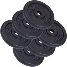 ScSPORTS® Hantelscheiben - Set, 30kg (6 x 5 kg), Ø 30/31 mm, Gusseisen - Gewichtsscheiben, Hantelscheiben-Set, Hantelgewichte, Fitness Scheiben,