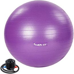 Movit® Gymnastikball - 85 cm, mit Pumpe, Maßband, bis 500 kg, für Training, Büro, Groß, Aufblasbar, Ergonomisch, Lila - Trainingsball, Pilatesball,