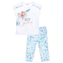 Disney Frozen Schlafanzug Eiskönigin Anna & Elsa Kinder Mädchen Schlafanzug Pyjama kurzarm Shirt + Schlaf-Hose (2 tlg)
