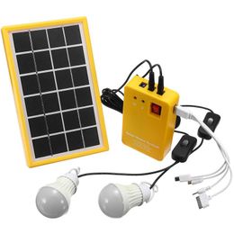 Drillpro - 6V 3W Solarladegerät + 3 LED-Lampen + USB-Ladegerät Power Panel lavente