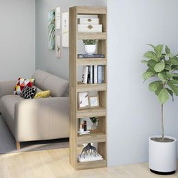 Bücherregal/Raumteiler,Aufbewahrungsregal für Wohnzimmer & Arbeitszimme,Bücherschrank Sonoma-Eiche 40x30x198 cm GEWBV3016955 MAISONCHIC