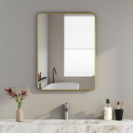 Badspiegel 50x70cm Wandspiegel Gold Metall Badezimmerspiegel Badzimmer Spiegel - Boromal