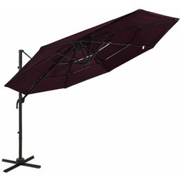 Sonnenschirm,Gartenschirm mit Aluminium-Mast 4-lagig Bordeauxrot 3x3 m vidaXL