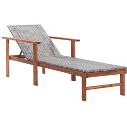 Sonnenliege,Liegestuhl,Relaxliege Poly Rattan und Akazie Massivholz Grau NCEIN65461 Bonnevie