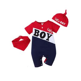 Lapastyle Strampler Mehrfarbiger Kurzarm Bodysuit Set für Baby Jungen mit Lätzchen & Mütze (Set