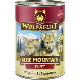 Wolfsblut Blue Mountain Junior Wild mit Süßkartoffel Hundefutter 395 g Nassfutter Hunde