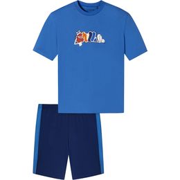Schiesser Nightwear Shorty, Baumwolle, für Kinder, blau, 140