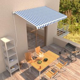 Einziehbare Markise Sonnenmarkise Sonnenschutz Terrasse Balkon Auvent Handbetrieben 350 x 250 cm Blau und Weiß RGDCH677291 MAISONCHIC
