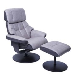 Relaxsessel HHG-309, Fernsehsessel Hocker, Stoff/Textil 110kg belastbar grafit-hellgrau - grey - MCA