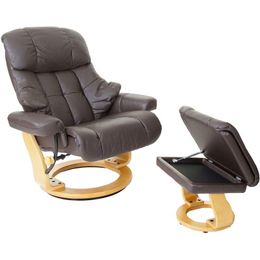 MCA - Relaxsessel Windsor xxl, TV-Sessel Hocker, Echtleder 180kg belastbar braun, naturbraun - brown