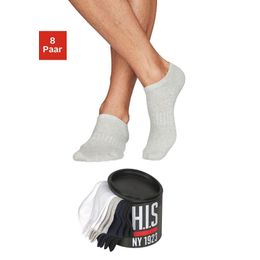 H.I.S. H.I.S Sneakersocken (Dose, 8-Paar) in der Geschenkdose, grau|schwarz|weiß