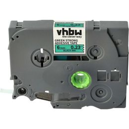 Schriftband-Kassette kompatibel mit Brother pt D200BW, 9700PC, 9800PCN, Cube, Cube+, D200 Etiketten-Drucker 6mm Schwarz auf Grün, Extra Stark - vhbw
