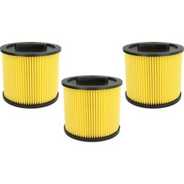 Filterset 3x Faltenfilter kompatibel mit Einhell te-vc 2230 sacl Staubsauger - Filter, Patronenfilter, Papier / Kunststoff, schwarz gelb - vhbw
