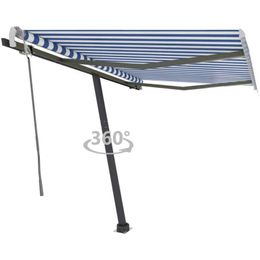 StandMarkise Einziehbar,Windfest Sonnenmarkise Handbetrieben 300x250 cm Blau/Weiß vidaXL