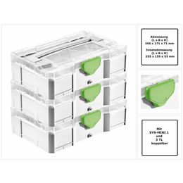 T-loc sys mini 1 tl tra mini Systainer 3 Stk. ( 3x 203813 ) Kleinteile Koffer transparenter Deckel koppelbar mit sys-mini 1 und 3 tl - FESTOOL