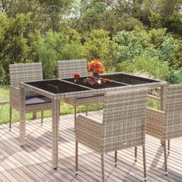Gartentisch,Terrassentisch,Gartenmöbel mit Glasplatte Grau 150x90x75 cm Poly Rattan VMEC615490 MAISONCHIC