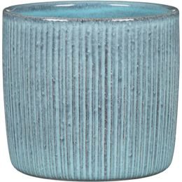 Solido Linea, Blumentopf aus Keramik, Farbe: Lagoon, 21,2 cm Durchmesser, 19,3 cm hoch, 5,6 l Vol. - Lagoon - Scheurich