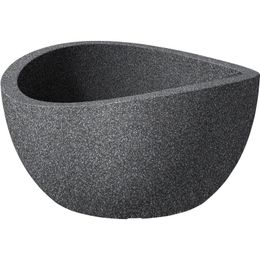 Scheurich - Wave Globe Bowl 40, Pflanzschale/Blumentopf/Pflanzkübel, rund, Farbe: Schwarz-Granit, hergestellt mit recyceltem Kunststoff, 10 Jahre