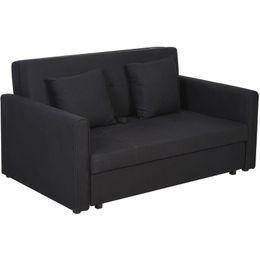 HOMCOM - Schlafsofa, 2er-Sofa, mit verstecktem Stauraum, Pollycotton, Dunkelgrau - Kohlegrau