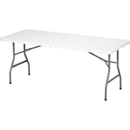 Outsunny Gartentisch Gartenklapptisch Outdoor-Tisch, 180 cm x 75 cm x 73 cm, Weiß + Grau - Weiß