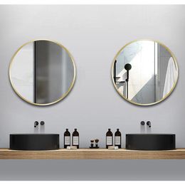 Boromal - Gold Style Spiegel rund ø 50 cm – runder Wandspiegel in gold – Badspiegel rund mit hochwertigen Aluminiumrahmen - Dekospiegel