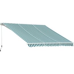 Outsunny - Markise Gelenkarmmarkise Sonnenschutz Balkon Grün+weiß 3x2,5m - Grün+weiß