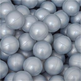 LittleTom - 50 Bälle für Bällebad 5,5cm Babybälle Plastikbälle Baby Spielbälle Silber Grau - silber