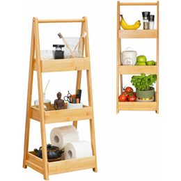 DuneDesign - 100% Bamboo Bath Caddy with 3 Trays 30x26x78 Wooden Storage Shelf Bathroom - braun