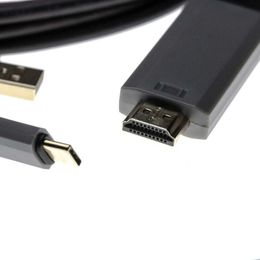 Hdmi Kabel usb Datenkabel 2in1 Ladekabel (Y-Kabel usb c 3.1 + usb a 2.0 auf hdmi Stecker) z.B. kompatibel mit Huawei MateBook, P20 - 2m - vhbw