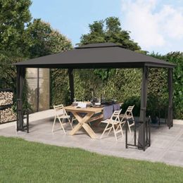 Pavillon Pop-Up, Gartenpavillon, Pagodenzelt, Faltpavillon mit Seitenwänden & Doppeldach 3x4 m Anthrazit KLI95919 MAISONCHIC