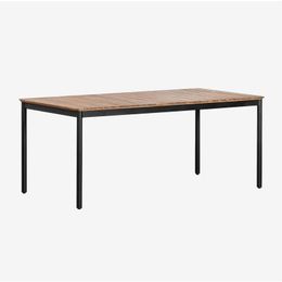 Rechteckiger Gartentisch aus Stahl und Akazienholz (160x90 cm) Artus Schwarz - Schwarz - Sklum