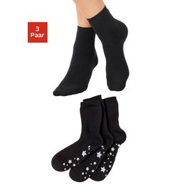 Lavana ABS-Socken (Set, 3-Paar) mit Antirutschsohle im Sterndesign, schwarz