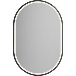 Bernstein Led Lichtspiegel 8144-2.0 oval mit Sandstrahlung inkl. Spiegelheizung & Warm-/Kaltlichteinstellung - Rahmen schwarz - Größe wählbar 40x60cm